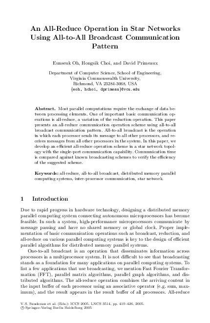 (PDF) An All-Reduce Operation in Star Networks Using All-to-All ...