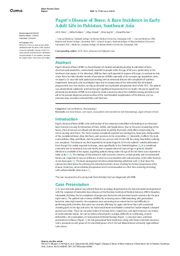 (PDF) Paget’s Disease of Bone: A Rare Incidence in Early Adult Life in ...