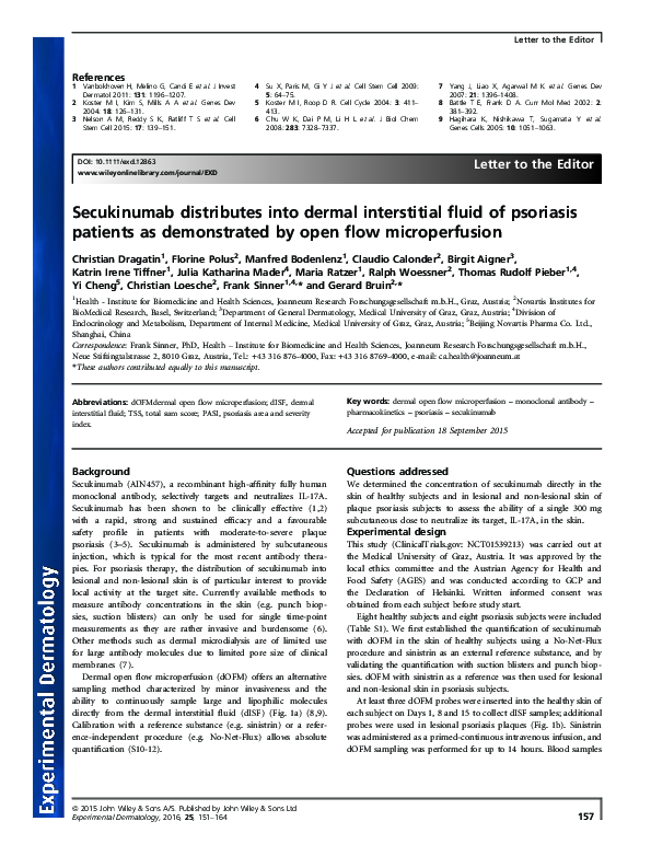 (PDF) Secukinumab Distributes into Dermal Interstitial Fluid of ...