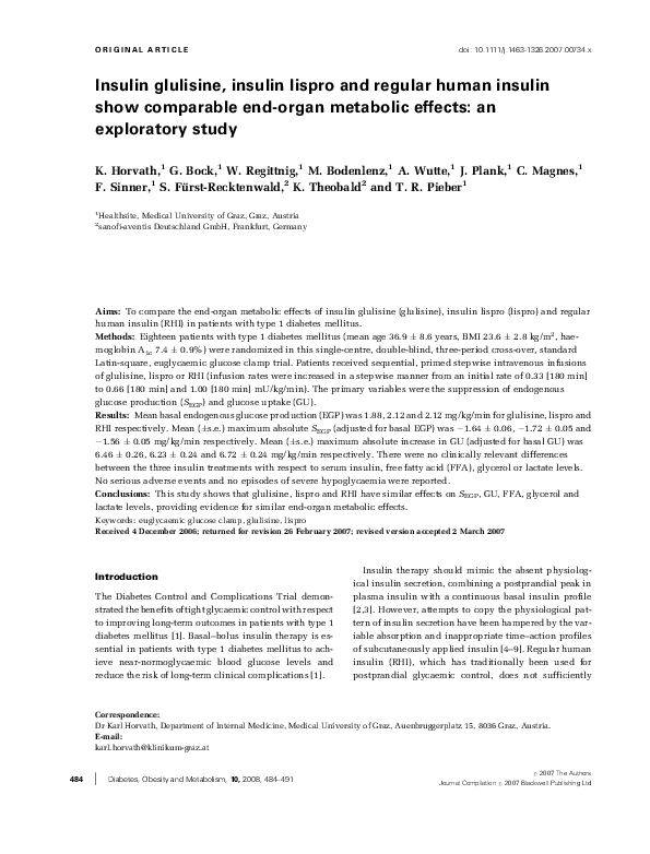 (PDF) Insulin glulisine, insulin lispro and regular human insulin show ...