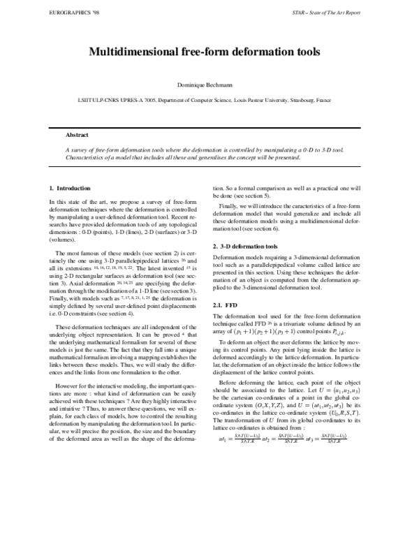 (PDF) Multidimensional free-form deformation tools