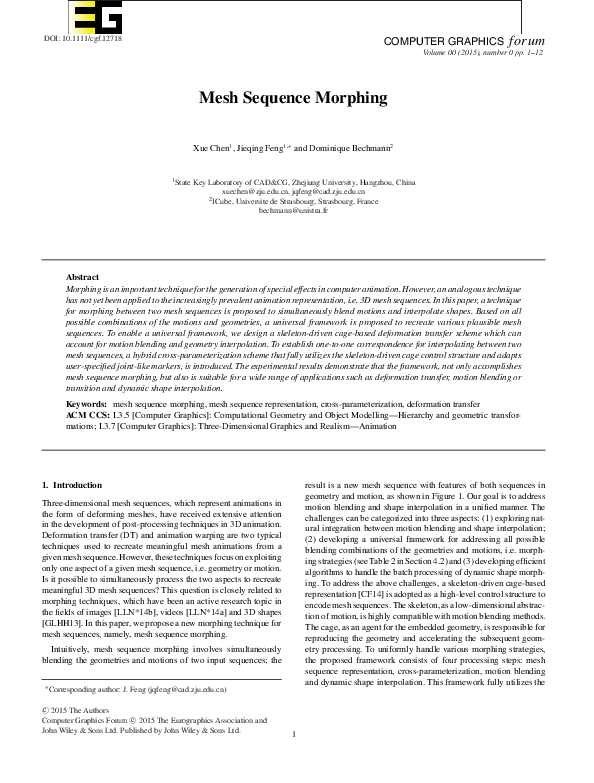 (PDF) Mesh Sequence Morphing