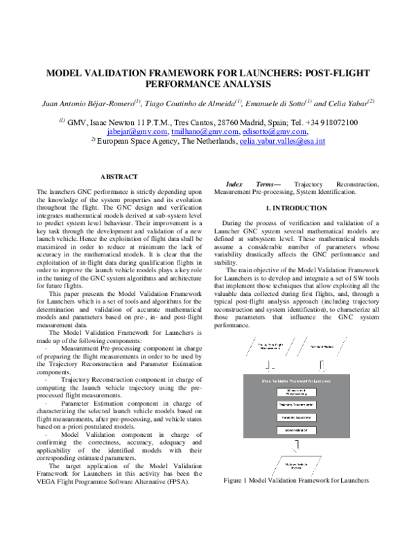 (PDF) Model Validation Framework for Launchers : Post-Flight Performance Analysis