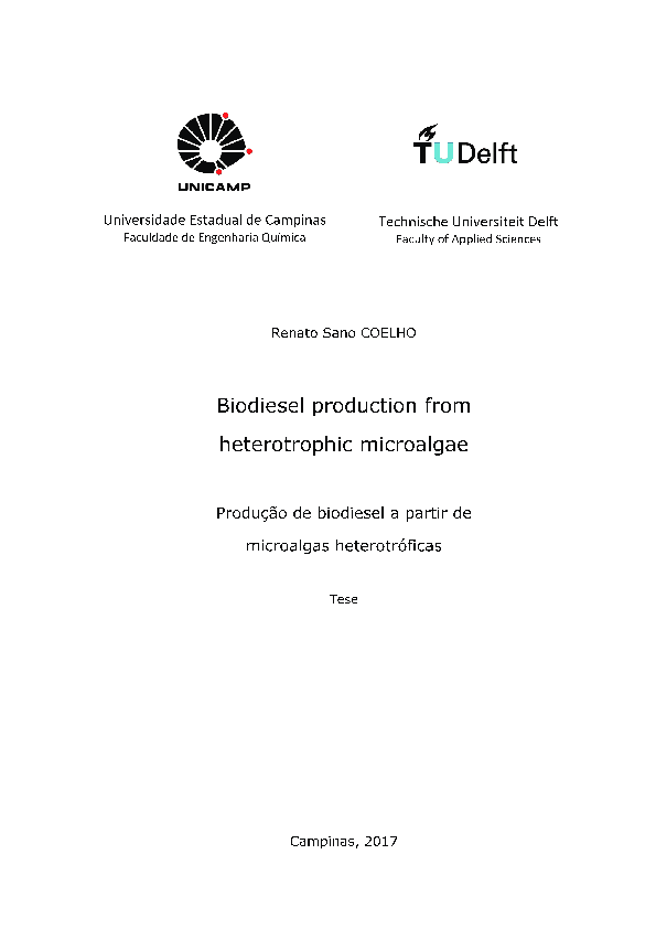 (PDF) Biodiesel production from heterotrophic microalgae