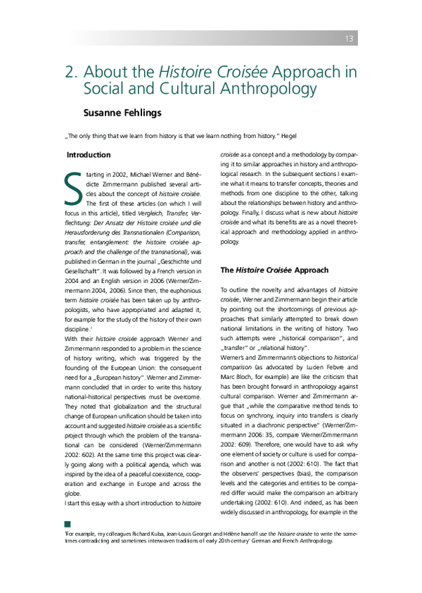 (PDF) About the histoire croisée approach in social and cultural ...