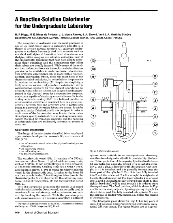 (PDF) A reaction-solution calorimeter for the undergraduate laboratory