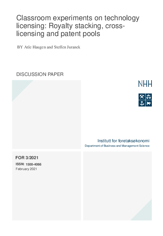 (PDF) Classroom Experiments on Technology Licensing: Royalty Stacking ...