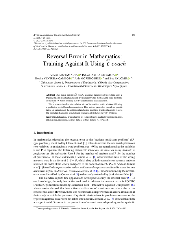 (PDF) Reversal Error in Mathematics: Training Against It Using ε⃔ coach