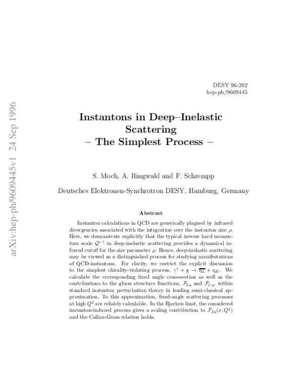 (PDF) Instantons in deep-inelastic scattering: The simplest process