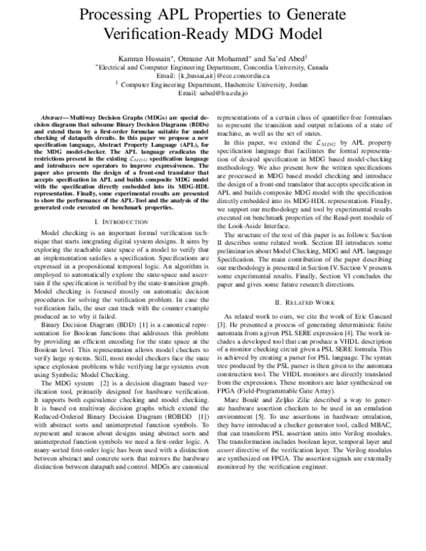 (PDF) Processing APL properties to generate verification-ready MDG model