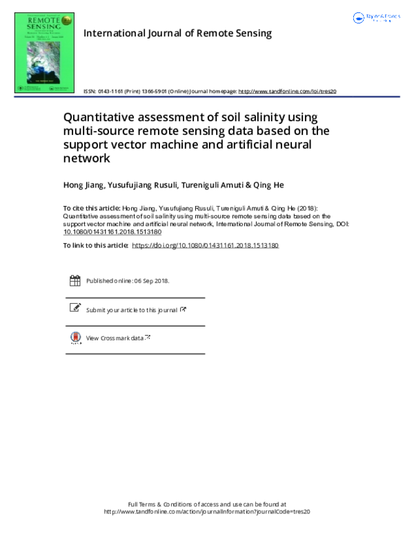 (PDF) Quantitative assessment of soil salinity using multi-source remote sensing data based on ...