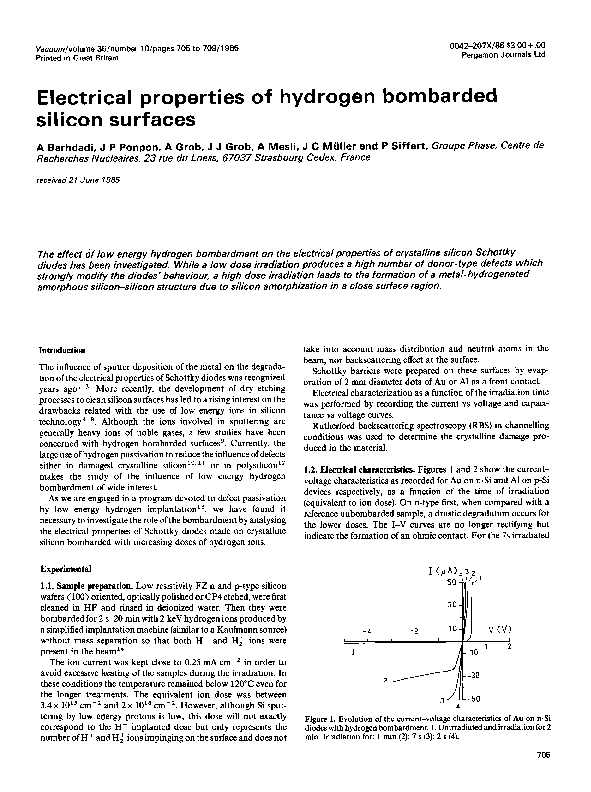 (PDF) Electrical properties of hydrogen bombarded silicon surfaces | Abdelfettah BARHDADI ...