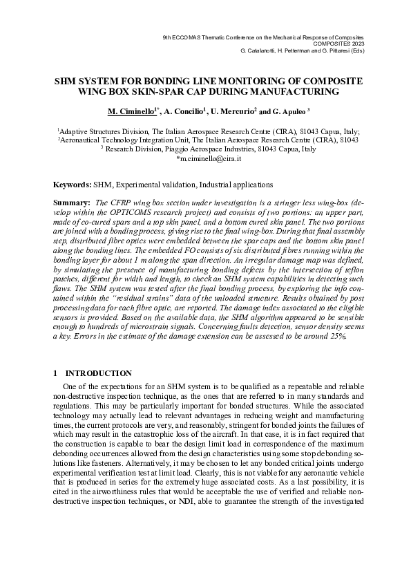 (PDF) SHM system for bonding line monitoring of composite wing box skin ...