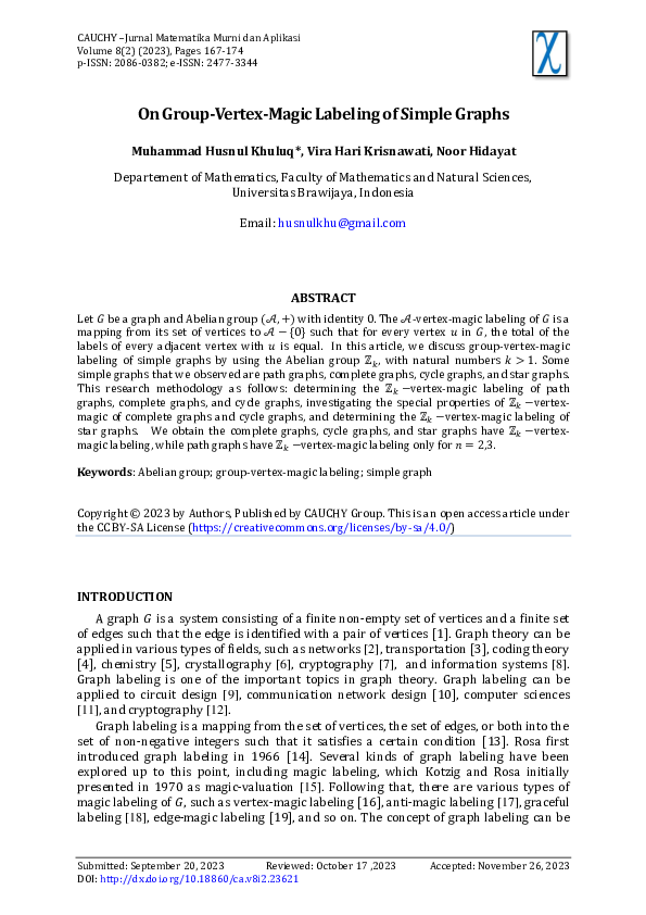 (PDF) On Group-Vertex-Magic Labeling of Simple Graphs