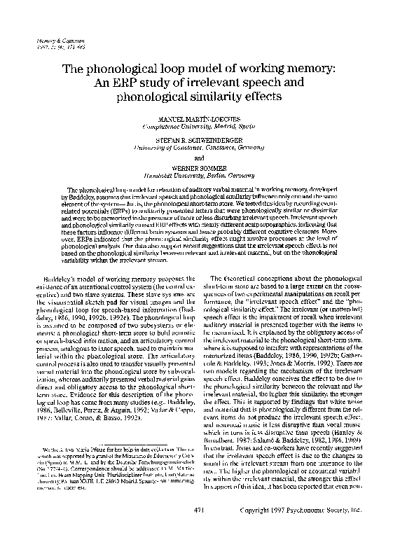 (PDF) The phonological loop model of working memory: An ERP study of ...