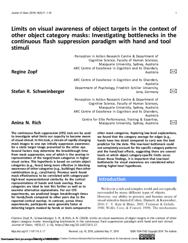 (PDF) Limits on visual awareness for multiple objects: a bottleneck in ...