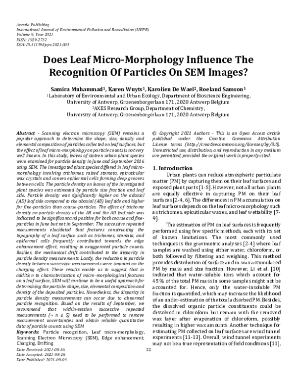 (PDF) Does Leaf Micro-Morphology Influence The Recognition Of Particles ...