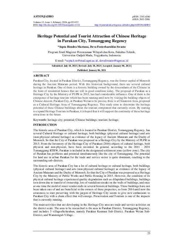 (PDF) Heritage Potential and Tourist Attraction of Chinese Heritage in ...