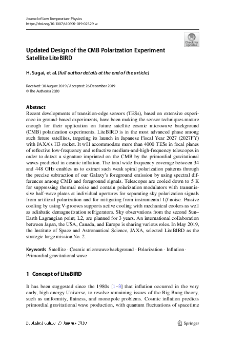 (PDF) Updated Design of the CMB Polarization Experiment Satellite LiteBIRD