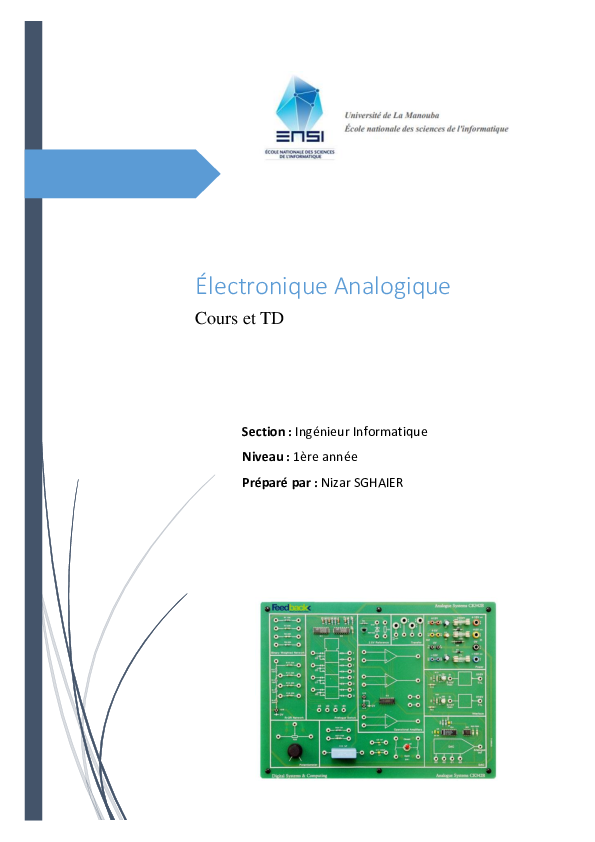 (PDF) Cours Electronique Analogique
