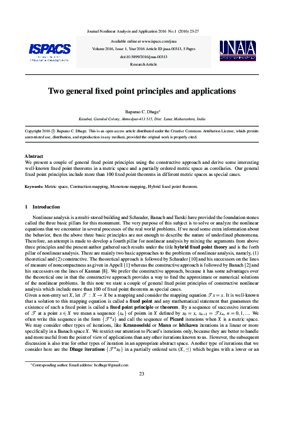 (PDF) Two general fixed point principles and applications