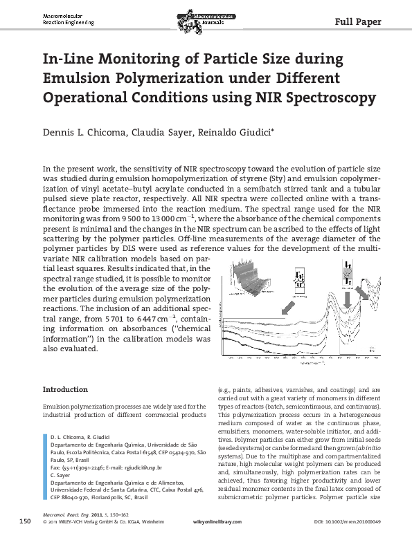 (PDF) In-Line Monitoring of Particle Size during Emulsion Polymerization under Different ...