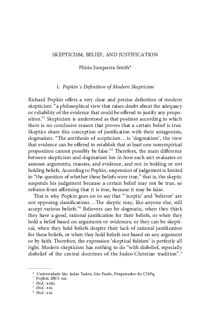 (PDF) Skepticism, Belief, And Justification