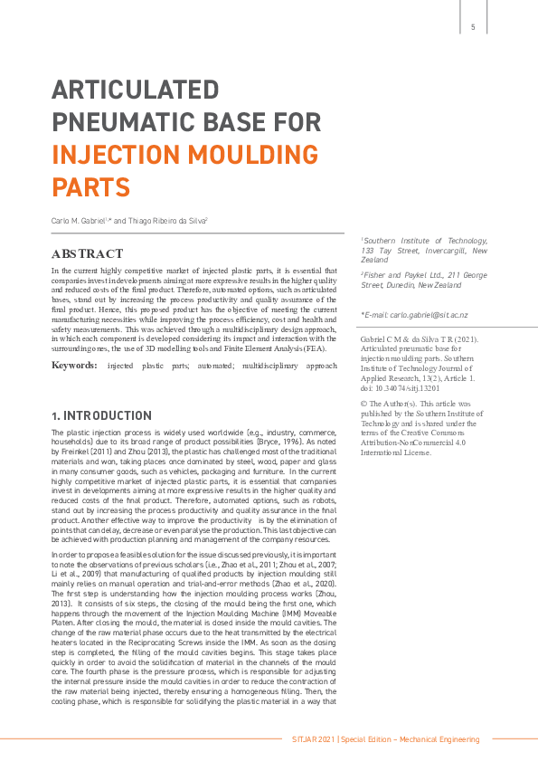 (PDF) Articulated Pneumatic base for injection moulding parts