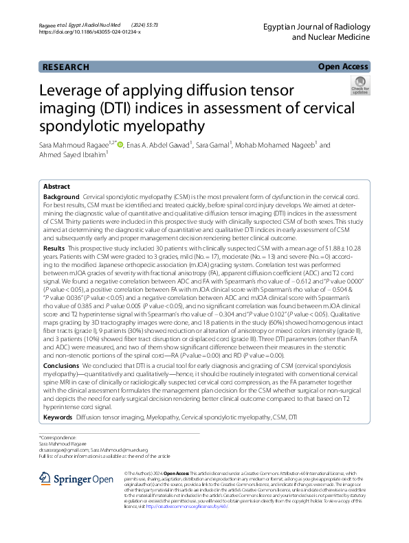 (PDF) Leverage of applying diffusion tensor imaging (DTI) indices in ...