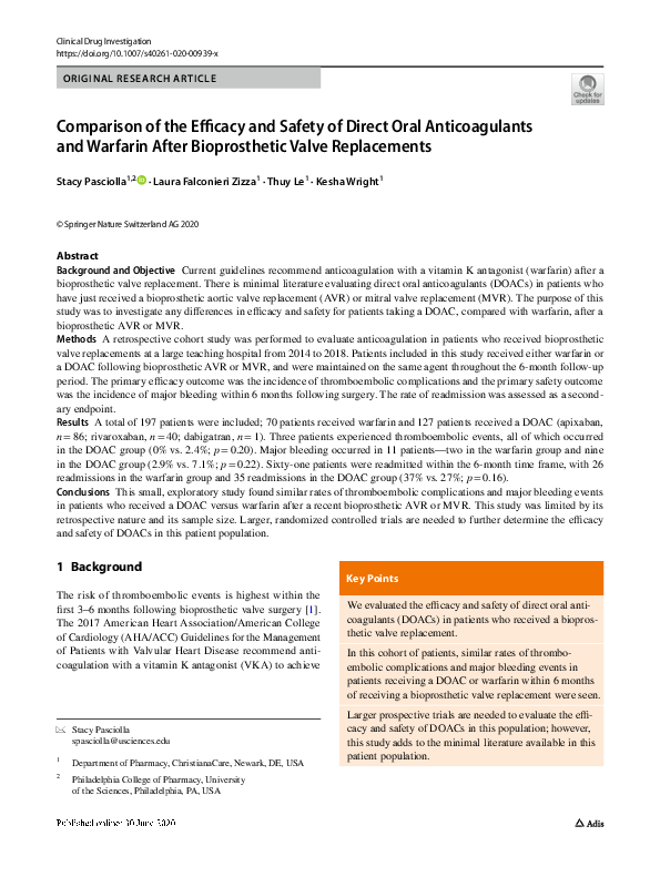 (PDF) Comparison of the Efficacy and Safety of Direct Oral Anticoagulants and Vitamin K ...