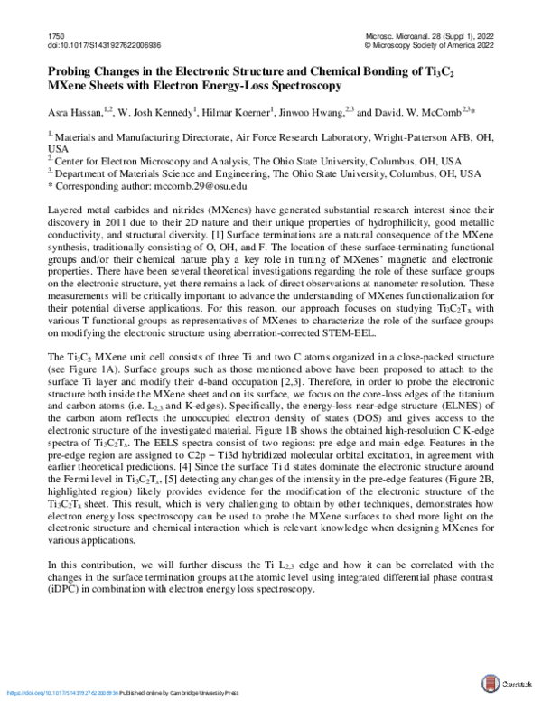 (PDF) Probing Changes in the Electronic Structure and Chemical Bonding ...