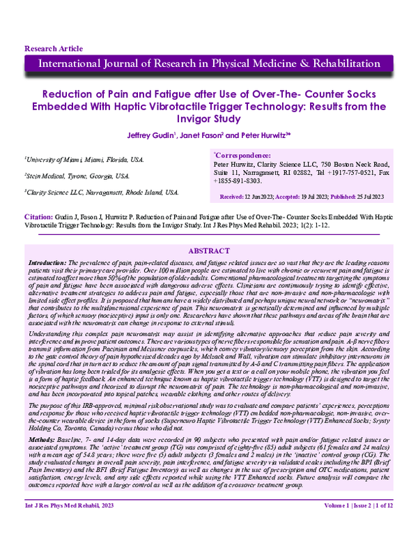 (PDF) Reduction of Pain and Fatigue after Use of Over-The- Counter ...