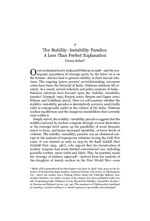 (PDF) The Stability-Instability Paradox: A Less Than Perfect Explanation