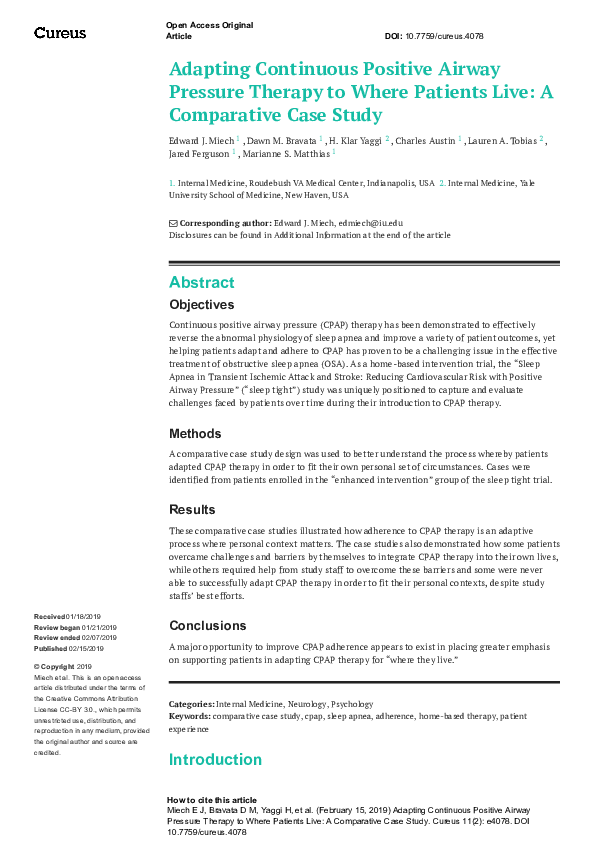 (PDF) Adapting Continuous Positive Airway Pressure Therapy to Where ...