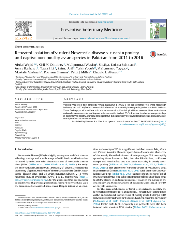(PDF) Repeated isolation of virulent Newcastle disease viruses in ...