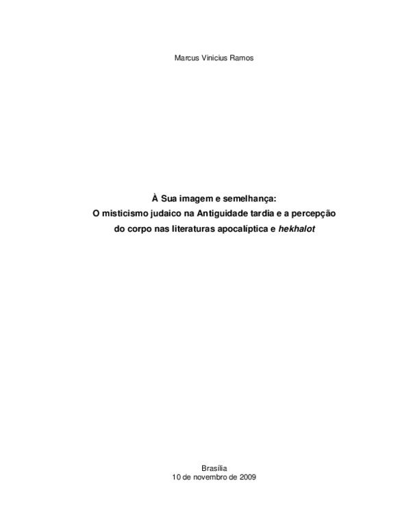 (PDF) À Sua Imagem e Semelhança: O misticismo judaico na Antiguidade ...