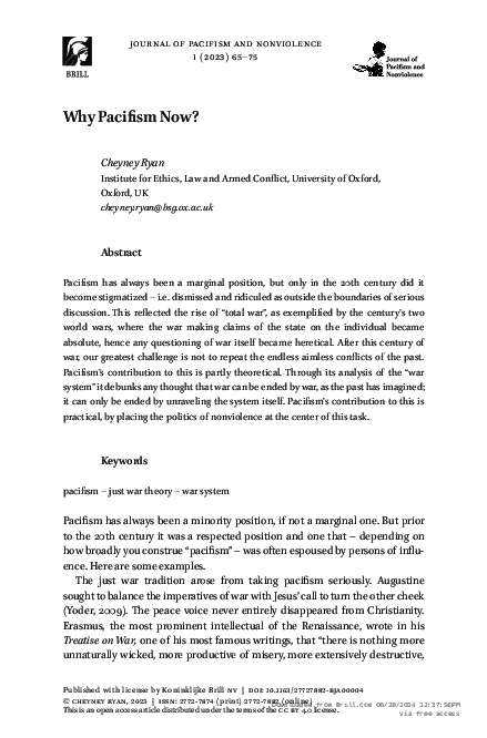 (PDF) Why Pacifism Now?