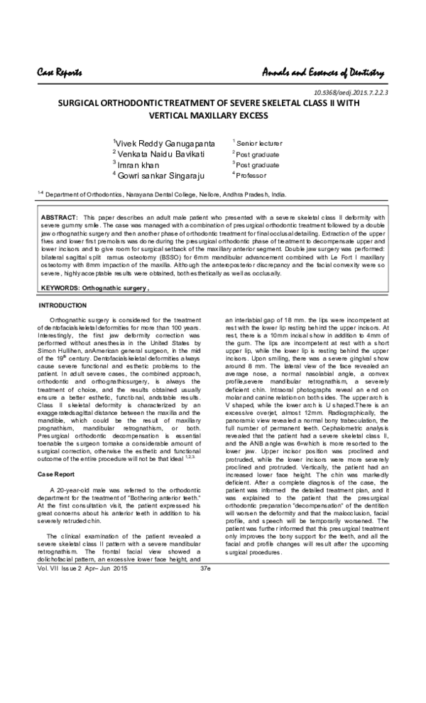 (PDF) Surgical-Orthodontic Treatment for Skeletal Class II Malocclusion ...