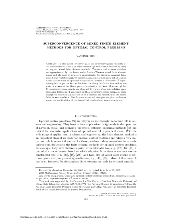 Pdf Superconvergence Of Mixed Finite Element Methods For Parabolic Problems With Nonsmooth