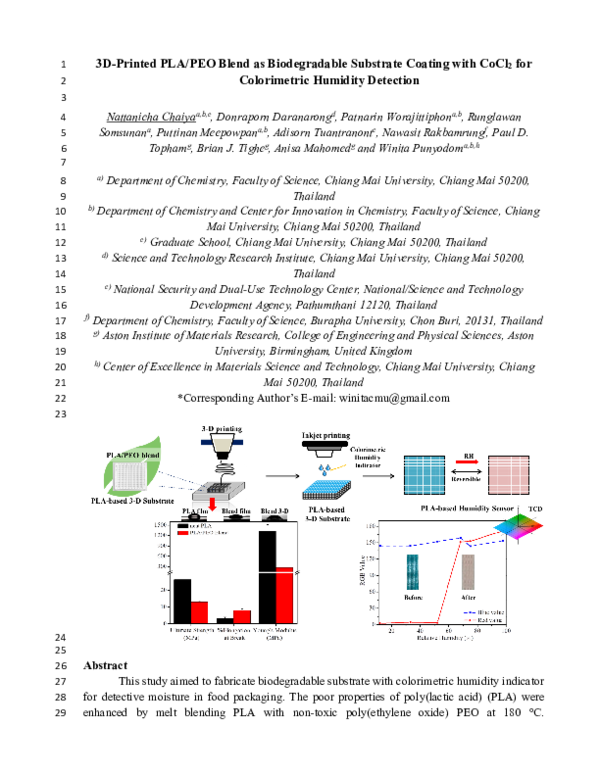 (PDF) 3D-printed PLA/PEO blend as biodegradable substrate coating with ...