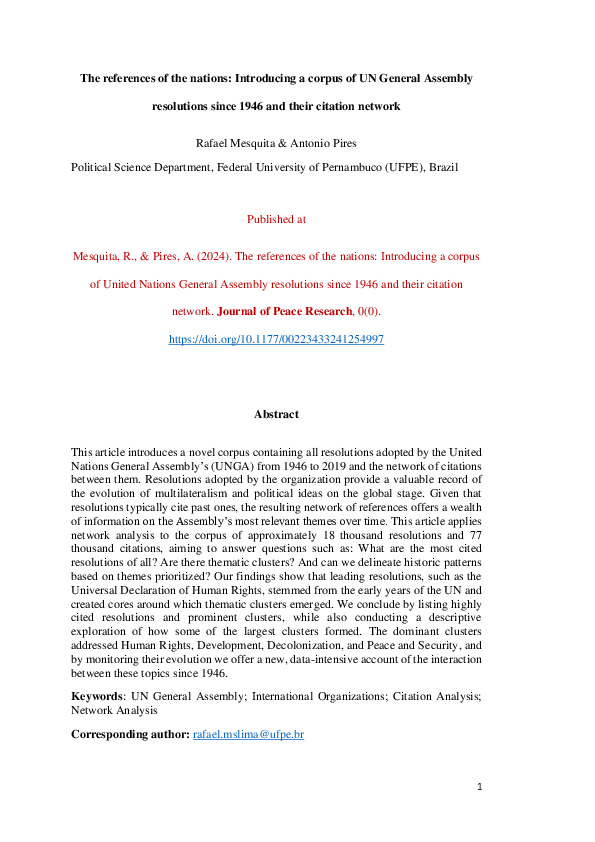 (PDF) The references of the nations: Introducing a corpus of UN General ...