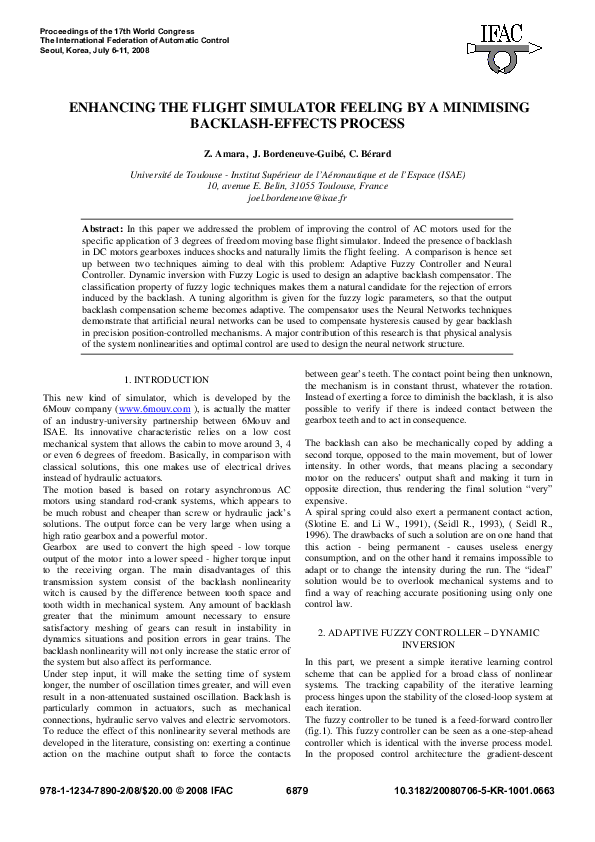 (PDF) Enhancing the Flight Simulator Feeling by a Minimising Backlash ...