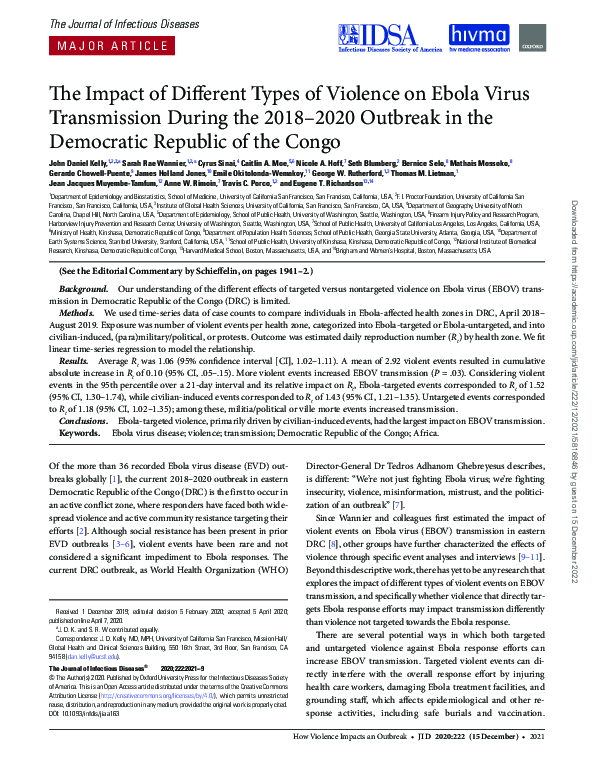 (PDF) The Impact of Different Types of Violence on Ebola Virus ...