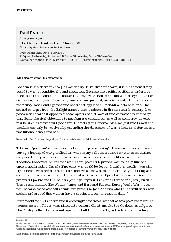 (PDF) Pacifism