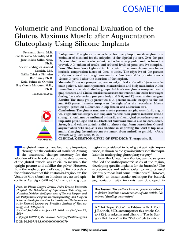 (PDF) Volumetric and Functional Evaluation of the Gluteus Maximus ...