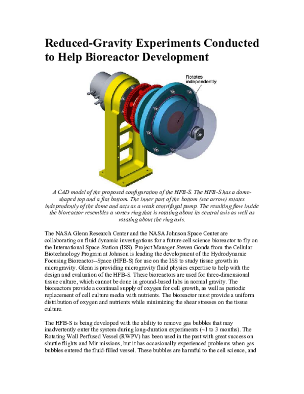 (PDF) Bioreactor Development in Reduced Gravity
