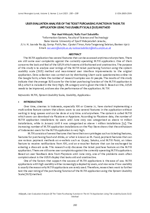 (PDF) User Evaluation Analysis of the Ticket Purchasing Function in the ...