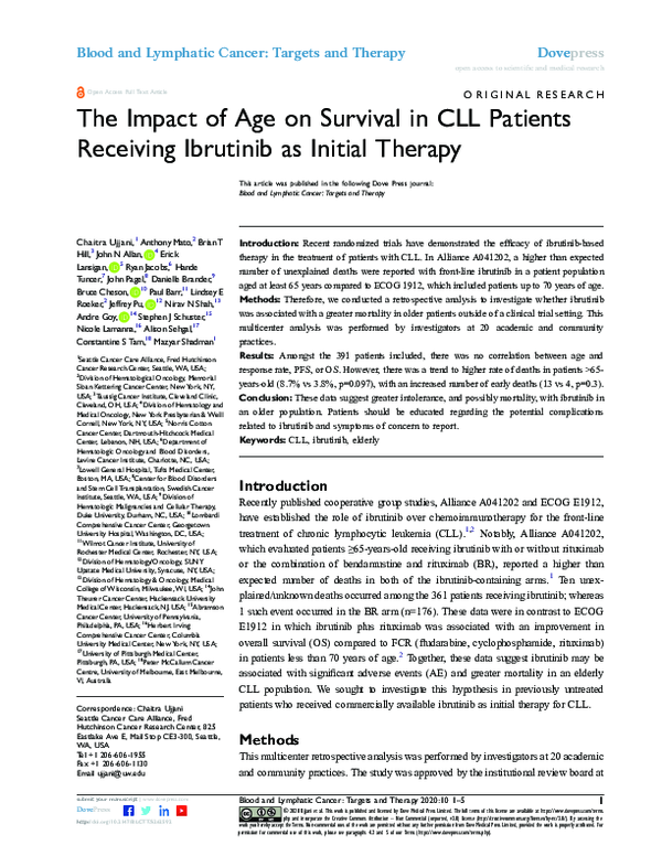 (PDF) The Impact of Age on Survival in CLL Patients Receiving Ibrutinib as Initial Therapy