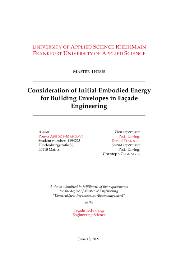 (PDF) Consideration of Initial Embodied Energy for Building Envelopes ...