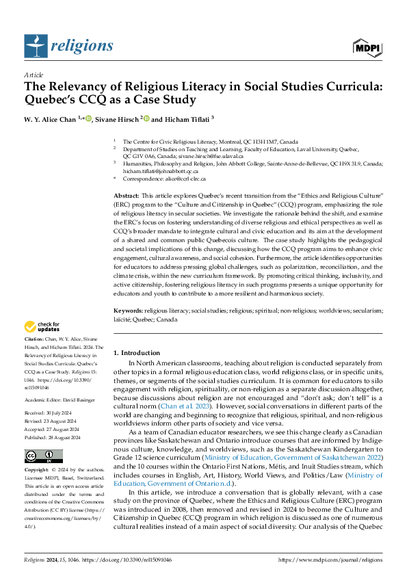 (PDF) The Relevancy of Religious Literacy in Social Studies Curricula ...